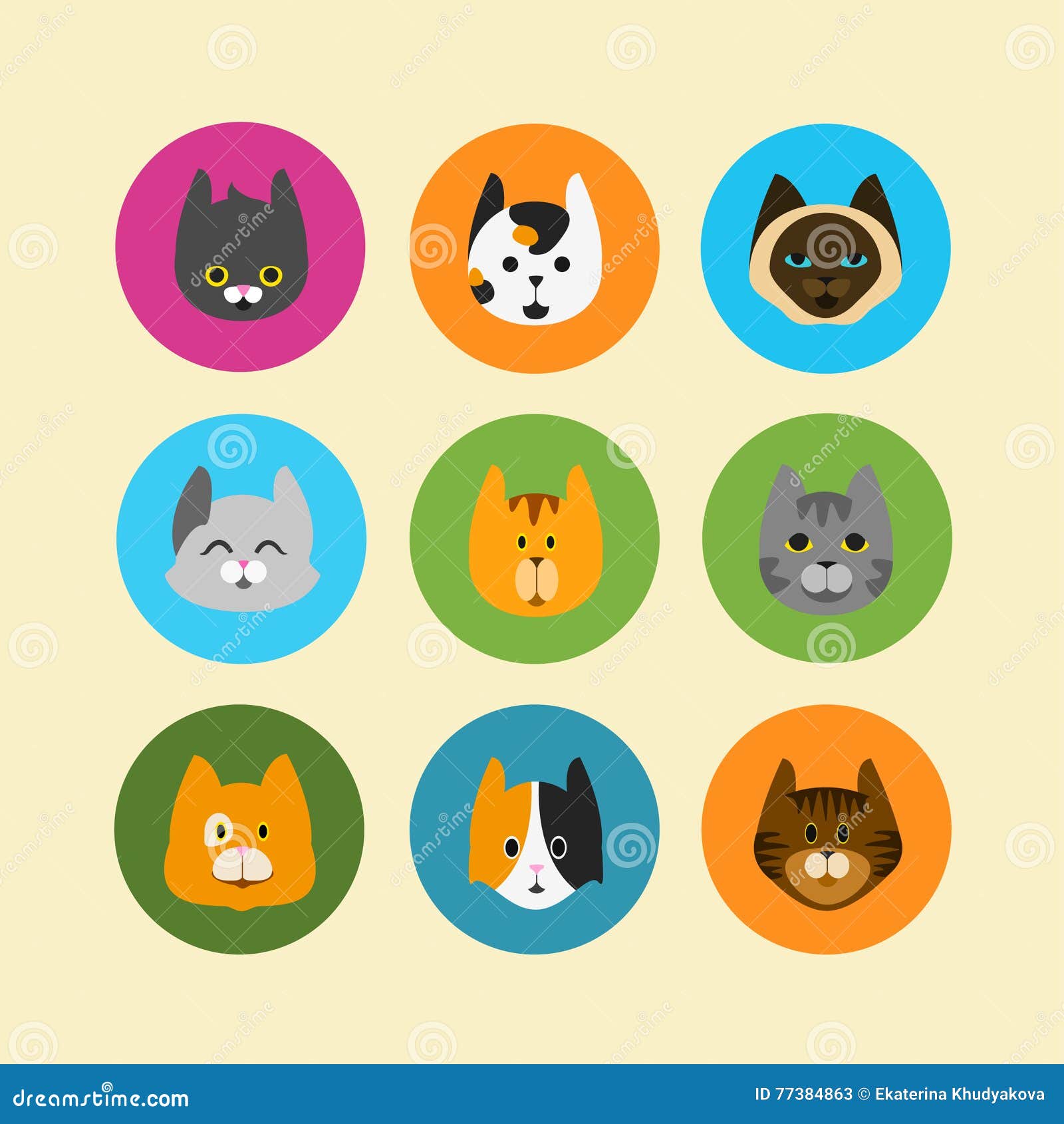 Cat icon set stock illustration. Illustration of design - 77384863