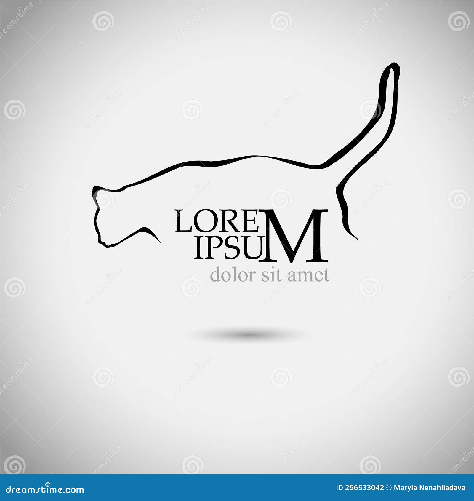 Cat Silhouette Line Logo. Vector Illustration Stock Vector ...