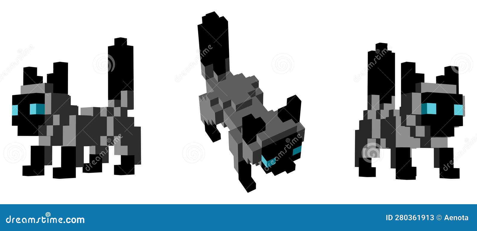 Cat Icons 3D Pixel Art for Design Project Stock Vector - Illustration ...