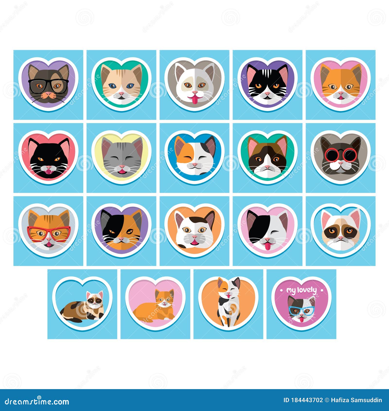 Cat Icons Collection. Vector Illustration Decorative Background Design ...
