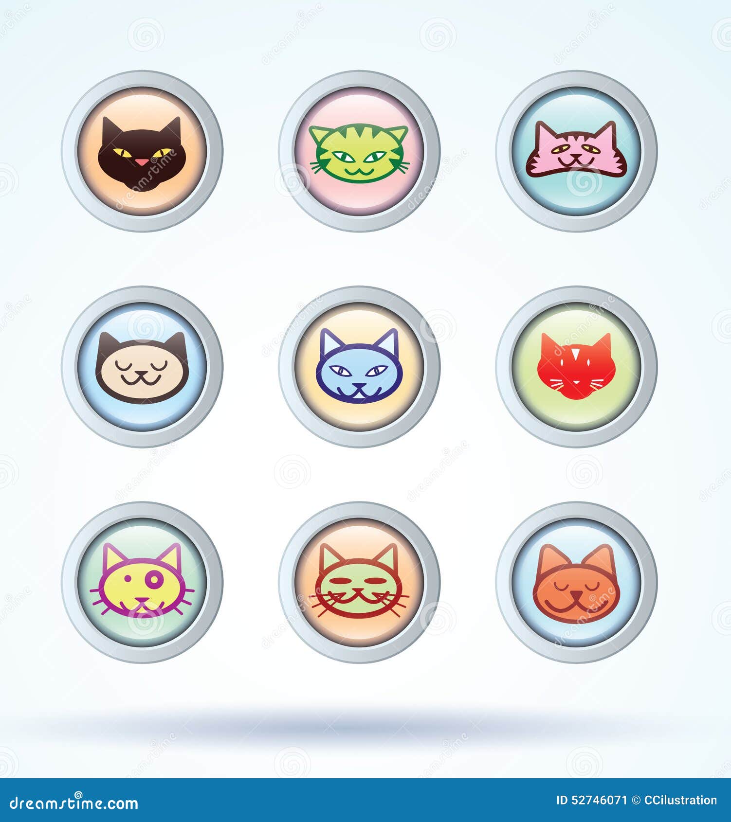Cat icons set, vector. stock vector. Illustration of icons - 52746071