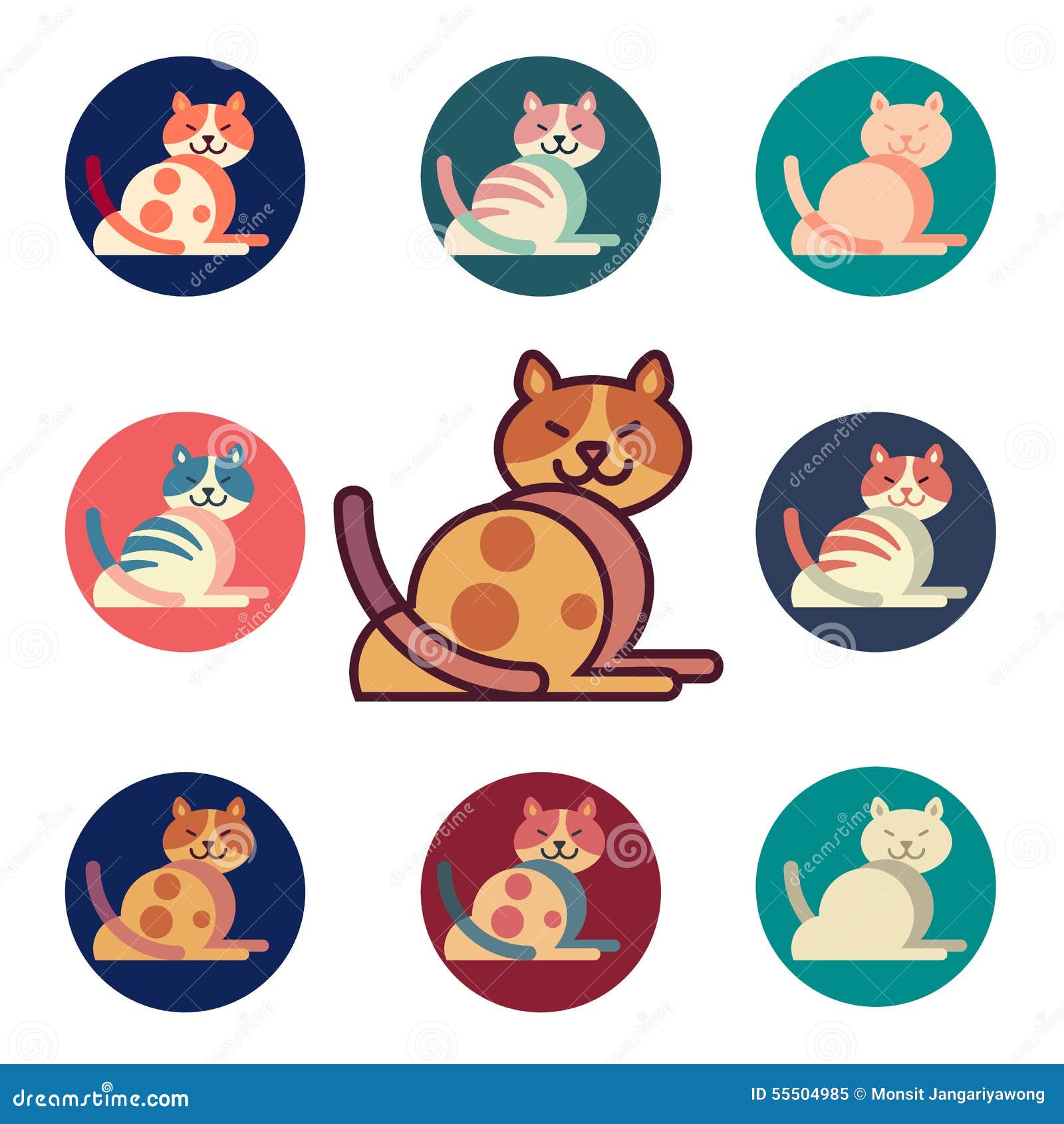 Cat Icons Set Vector Illustration Stock Illustration - Illustration of ...