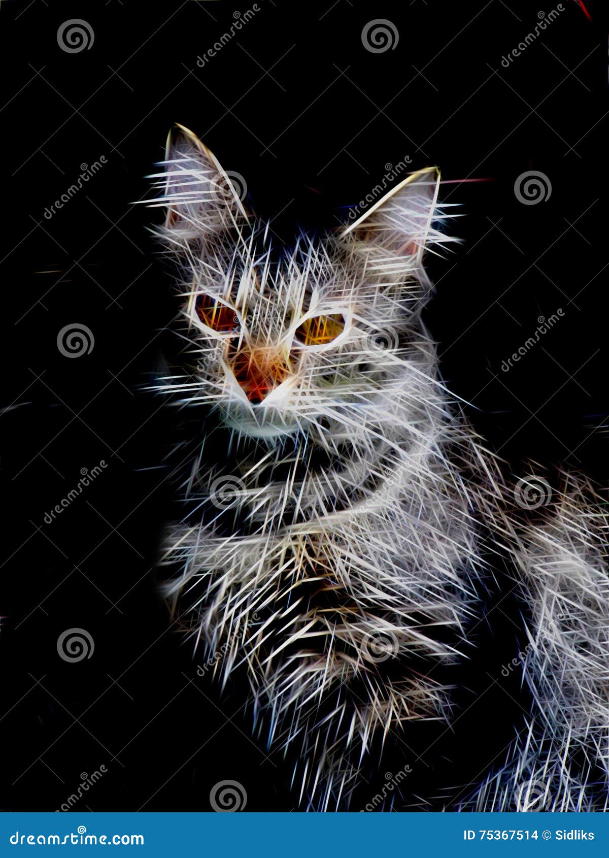 Cat Illustration of Shining Lights Stock Illustration - Illustration of ...