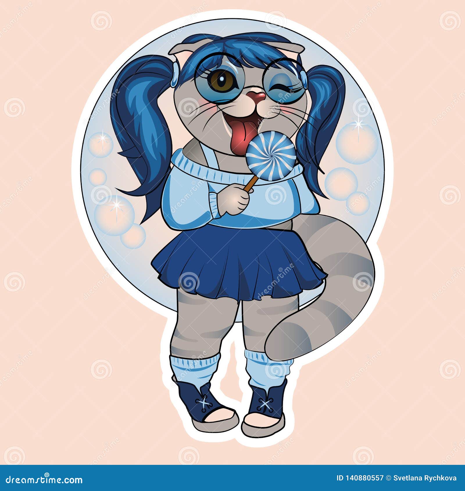 Mischievous Fashionista, Cat Nastya Stock Illustration - Illustration ...