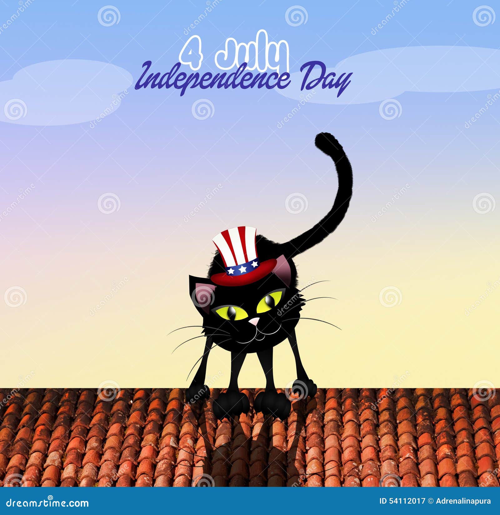 Cat on Independence Day stock illustration. Illustration of ...