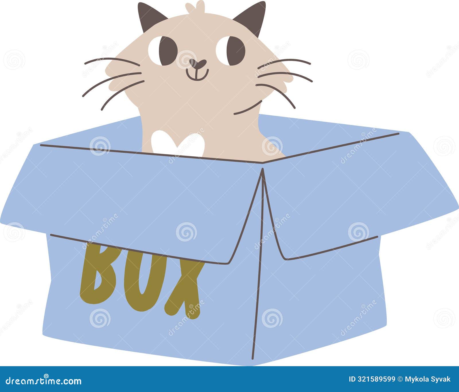 Cat Inside Box stock vector. Illustration of cute, home - 321589599