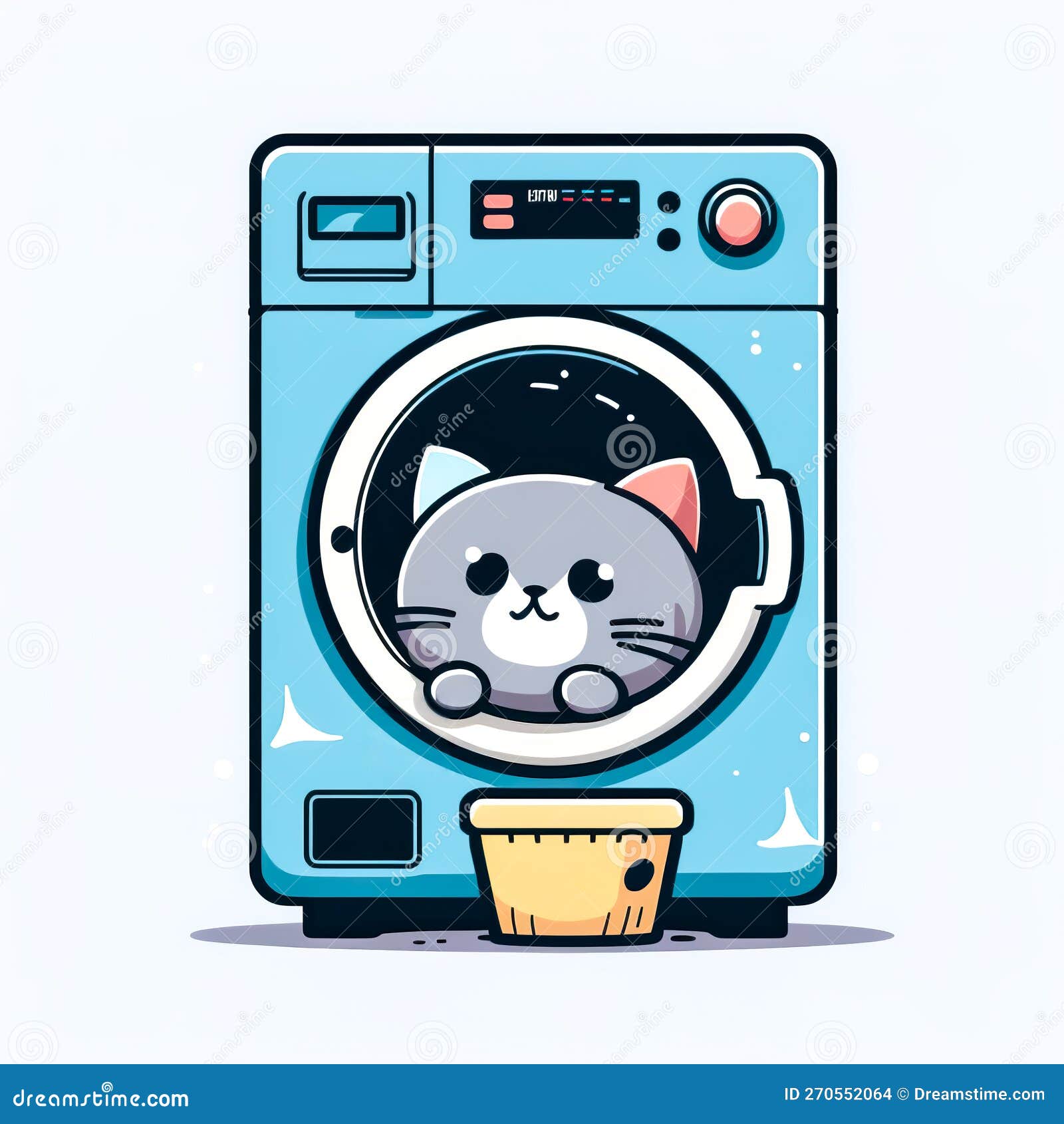 Cat Inside the Washing Machine, Generative AI. Stock Illustration ...