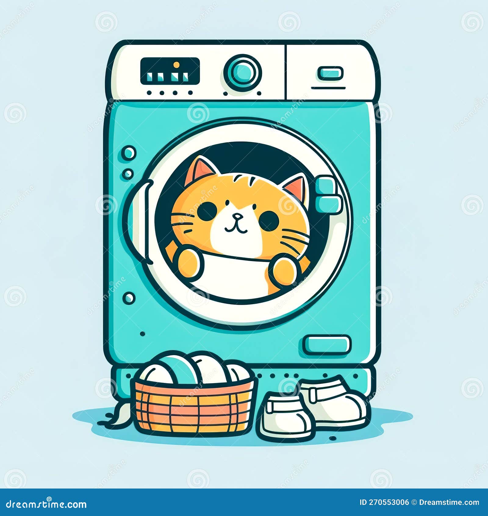 Cat Inside the Washing Machine, Generative AI. Stock Illustration ...
