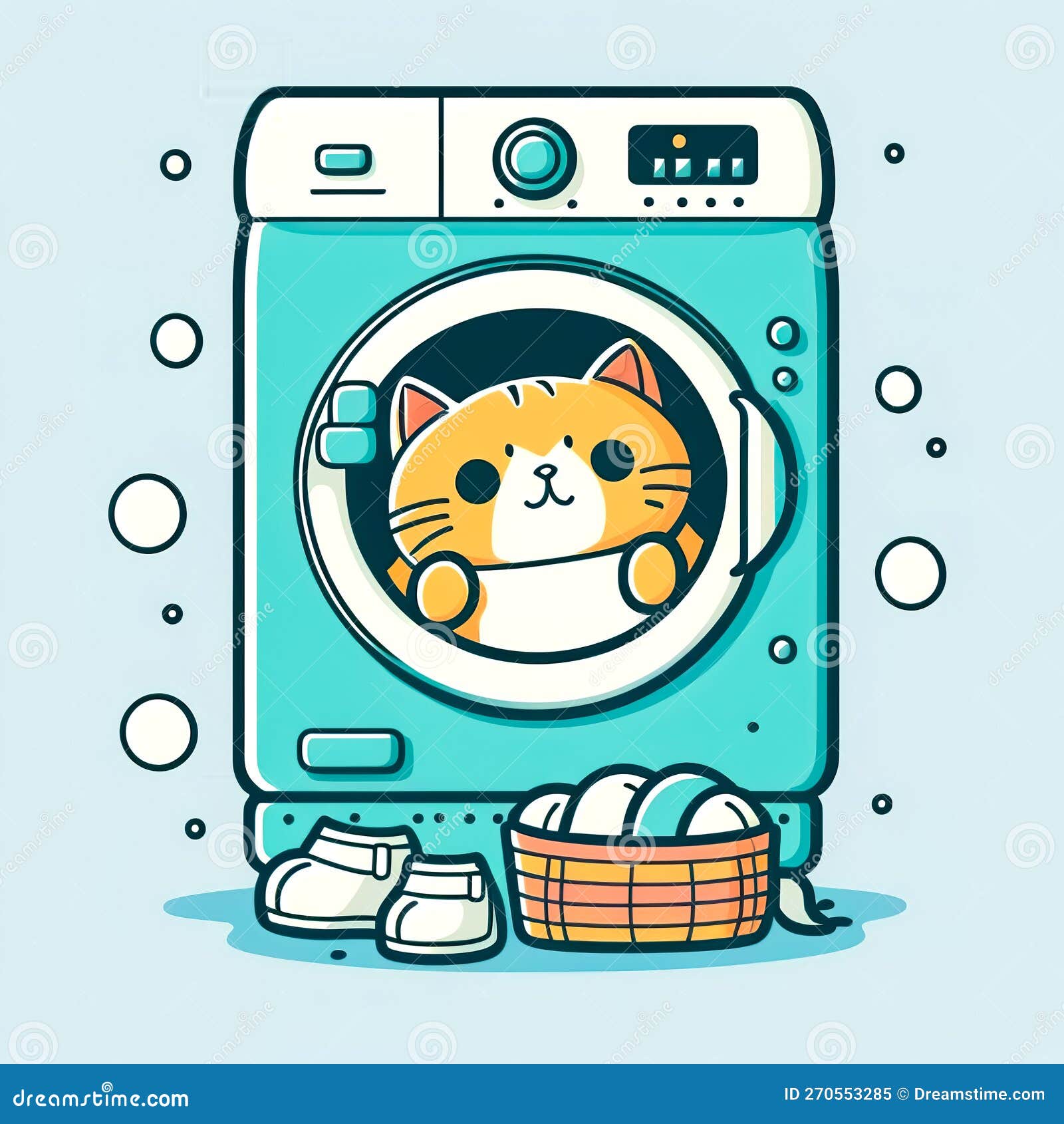 Cat Inside the Washing Machine, Generative AI. Stock Image - Image of ...