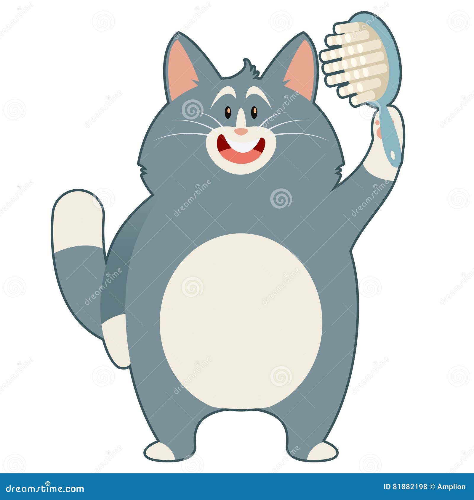 Cat and its Comb stock vector. Illustration of character - 81882198