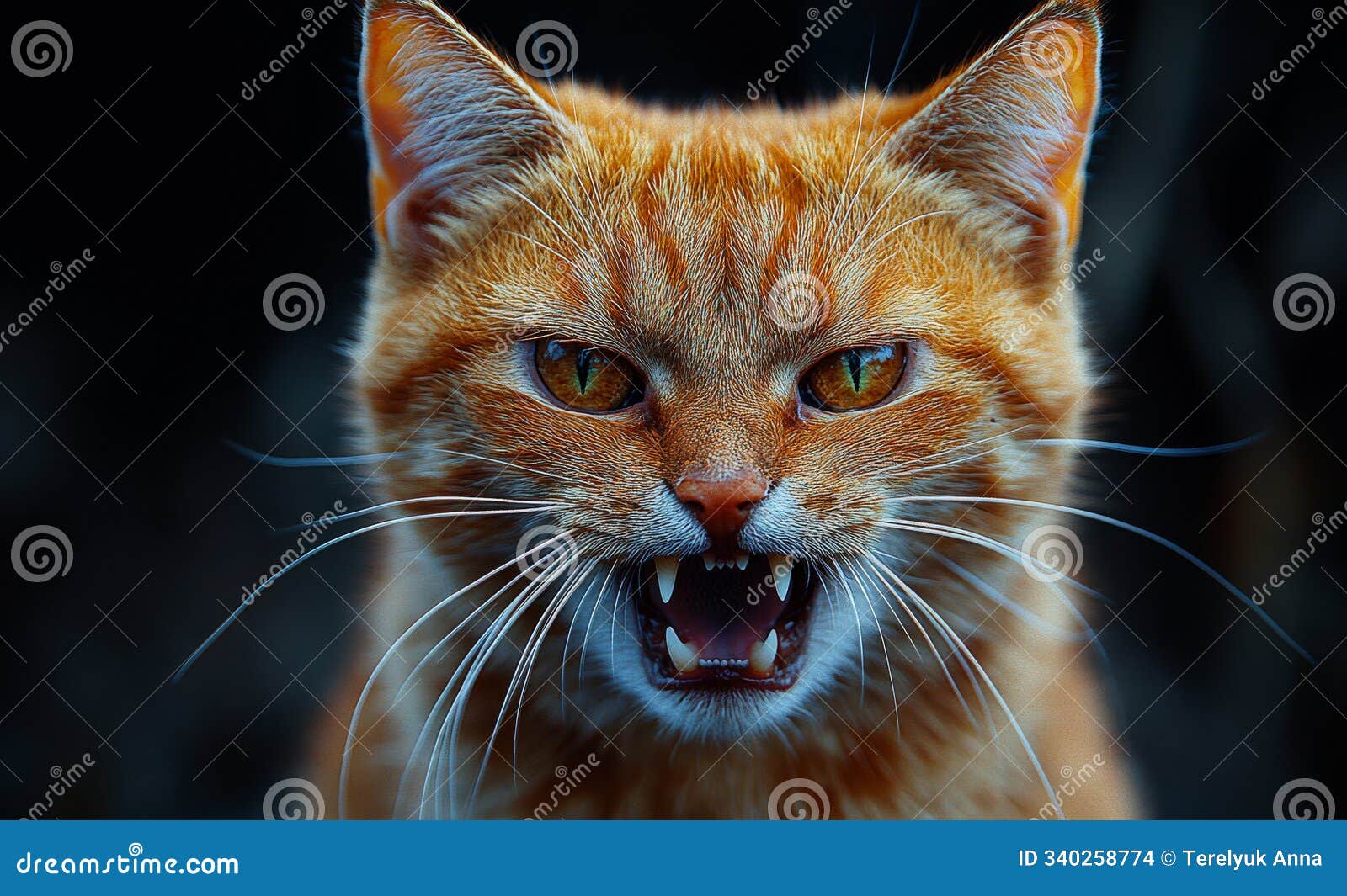 A Cat with Its Mouth Open and Teeth Bared, Looking Angry Stock Photo ...