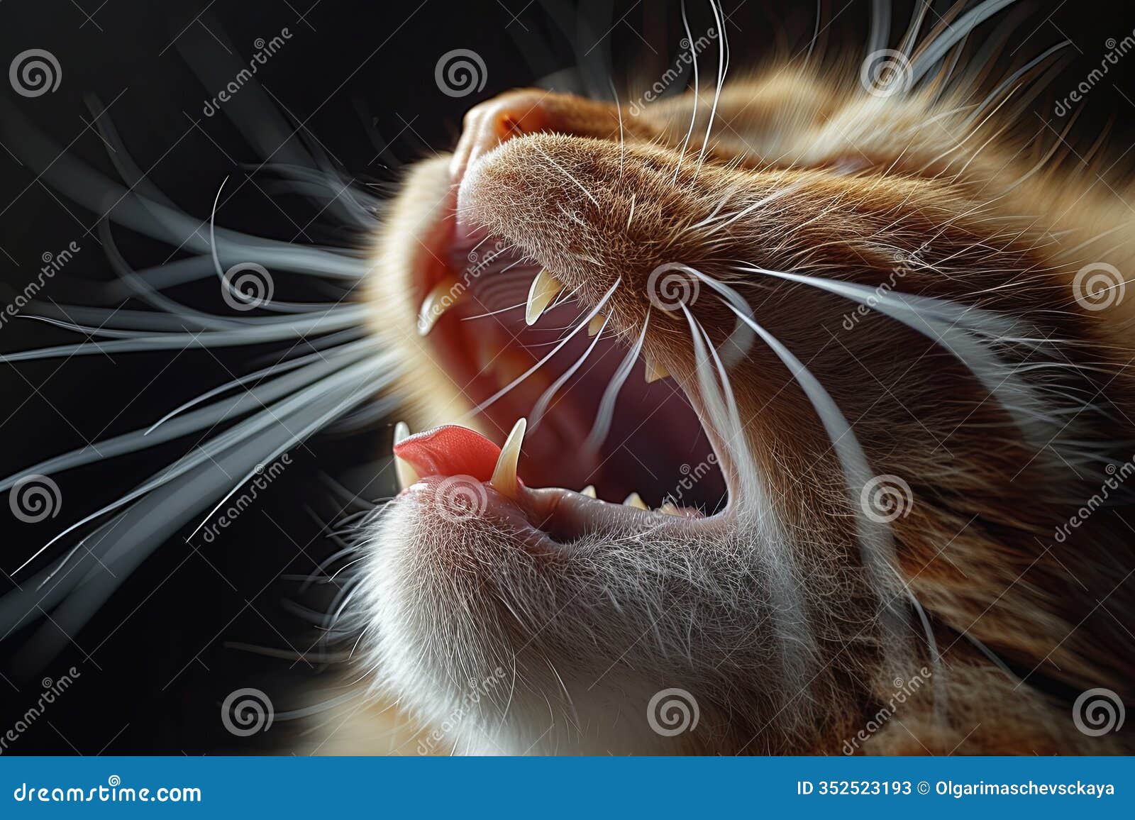 Cat with Its Mouth Open and Teeth Showing. Stomatitis Stock ...