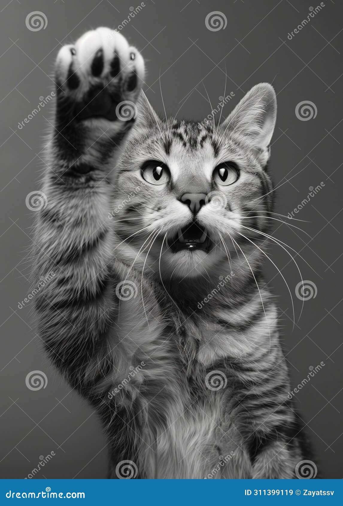 A Cat with Its Paw Raised Closeup Stock Image - Image of cute, breed ...