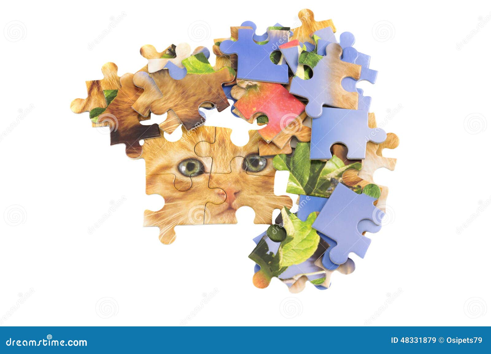 Cat jigsaw puzzle pieces stock image. Image of white - 48331879