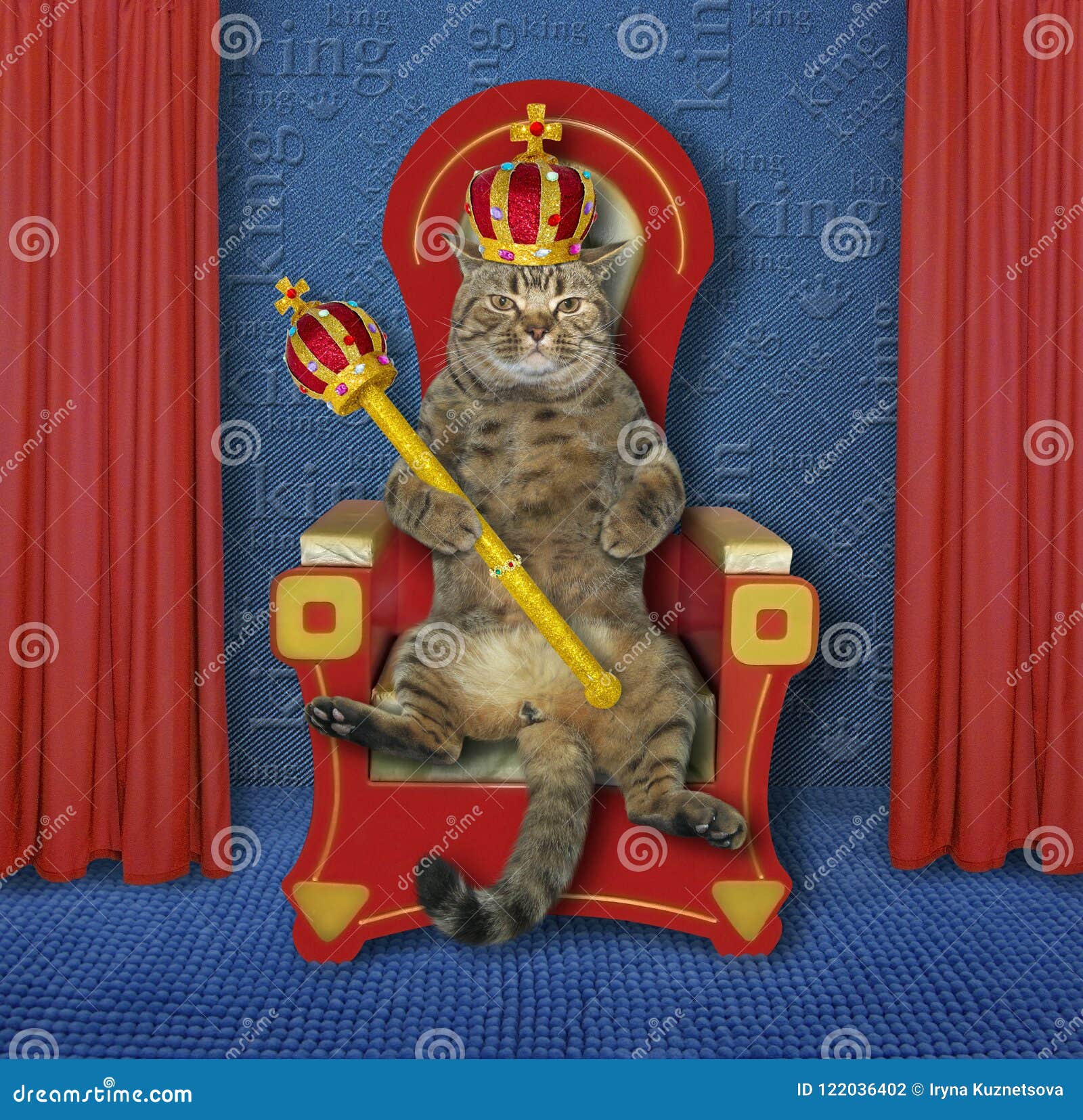 Cat king on the throne 2 stock photo. Image of room - 122036402