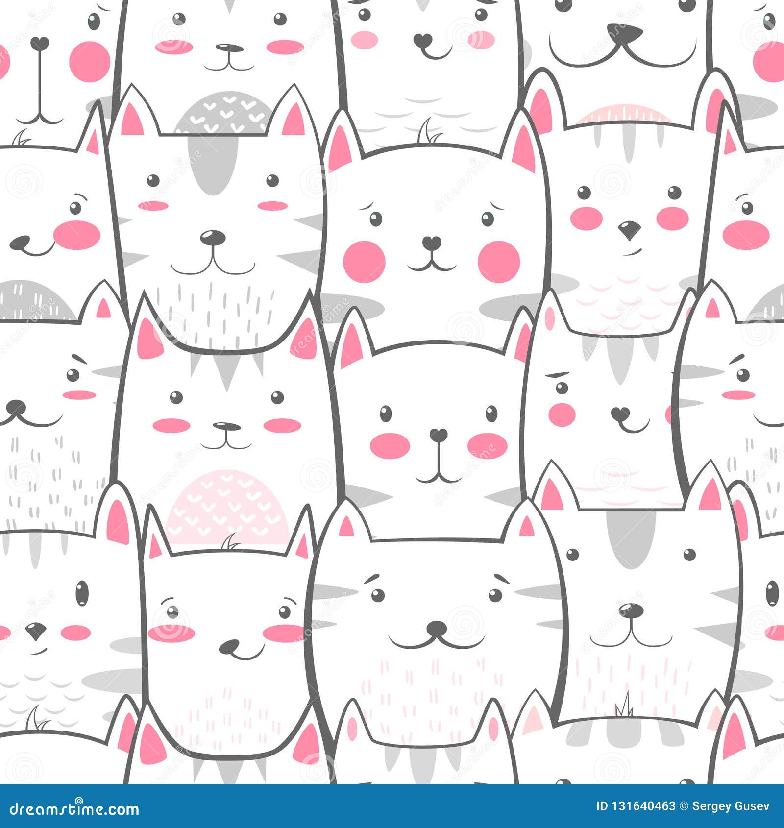 Cat, Kitty - Cute, Funny Pattern. Cartoon Vector | CartoonDealer.com ...
