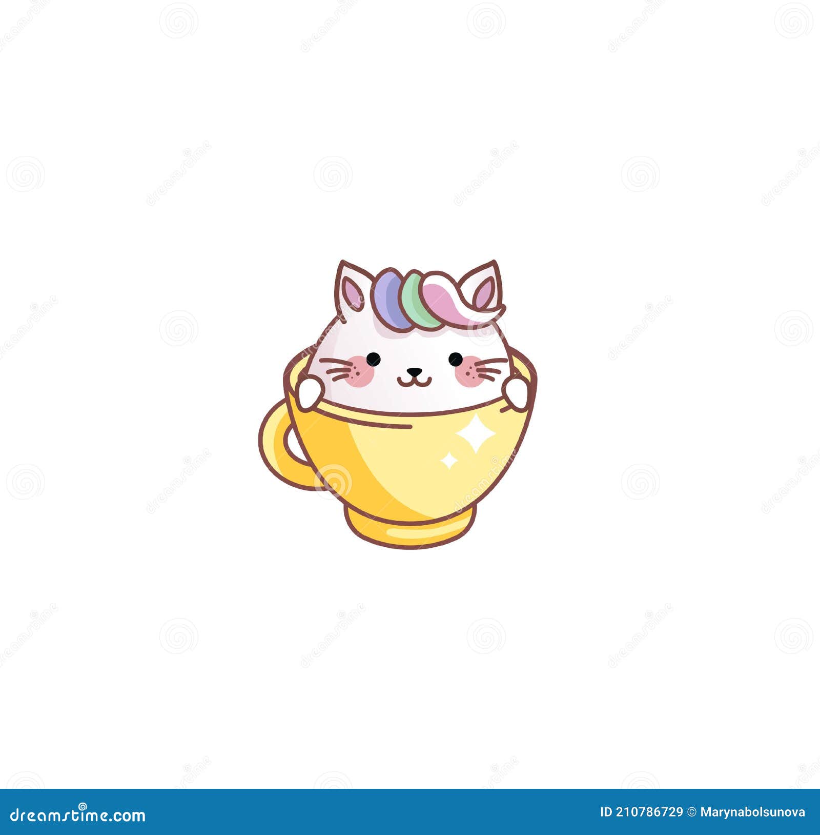 Cat Kitty Kitten Sitting Peeks Out Cup Kawaii Chibi Japanese Style