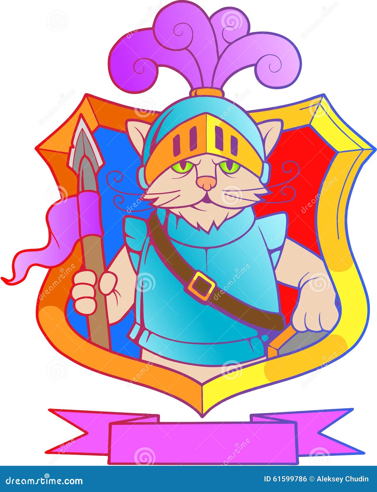 Cat knight stock vector. Illustration of sign, warrior - 61599786