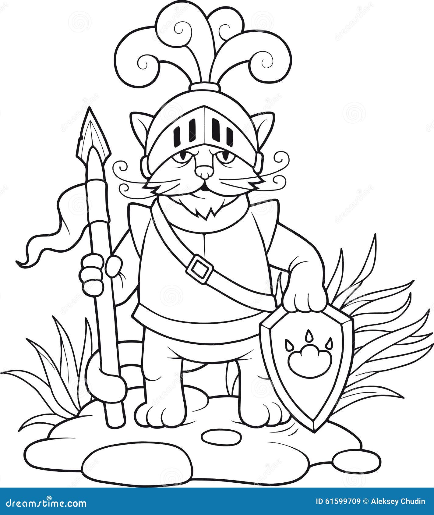Cat knight stock vector. Illustration of tale, animal - 61599709