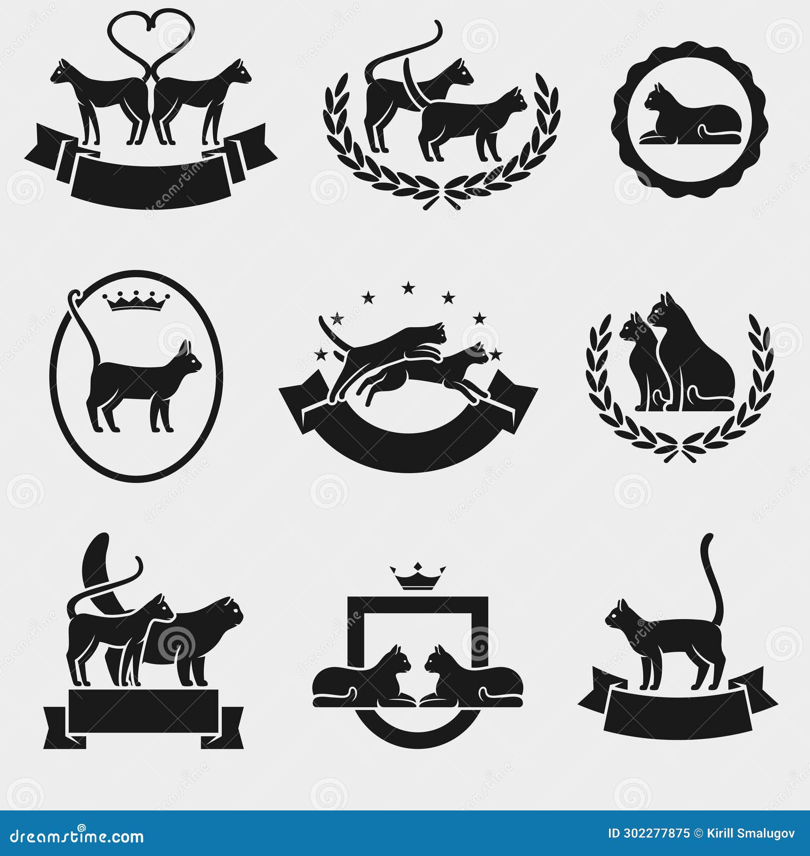 Cat Labels and Icons Set. Collection Icon Cat Stock Vector ...