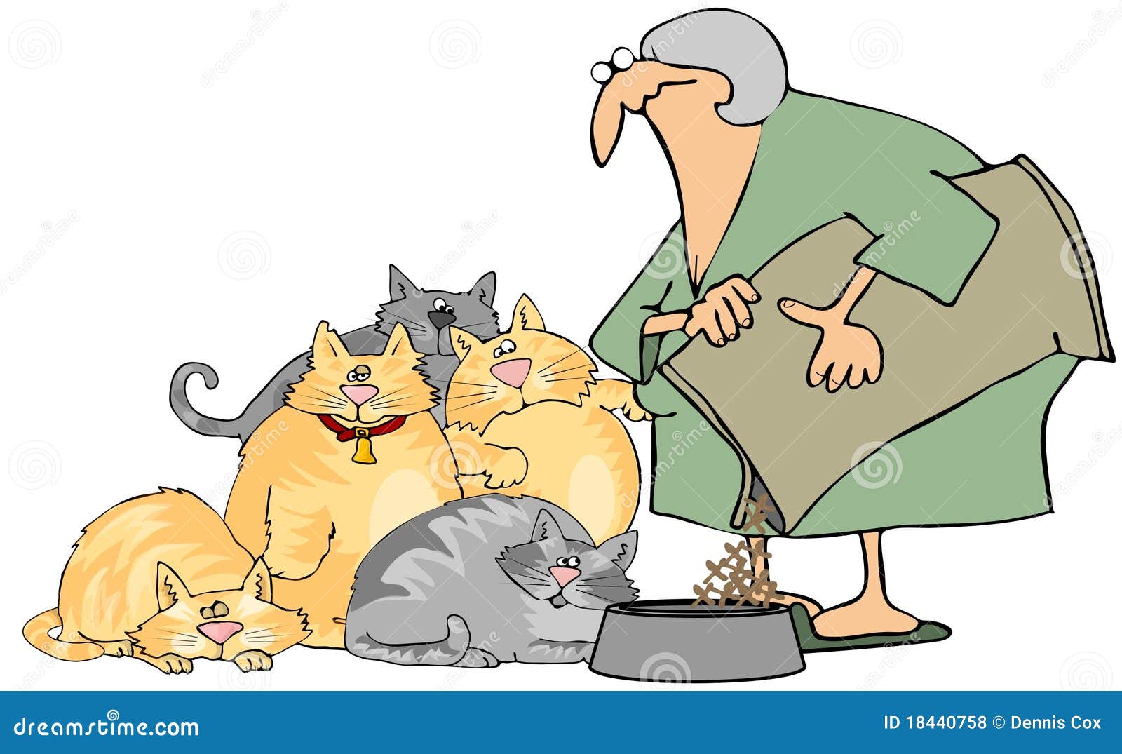 Cat Lady stock illustration. Illustration of feline, kitty - 18440758