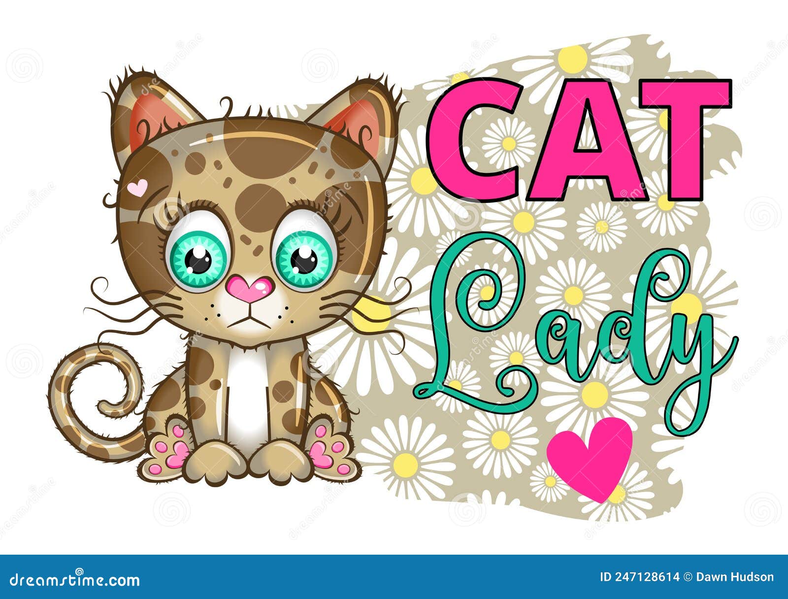 Cat Lady Cute Brown Spotted Kitten Expression Stock Vector ...
