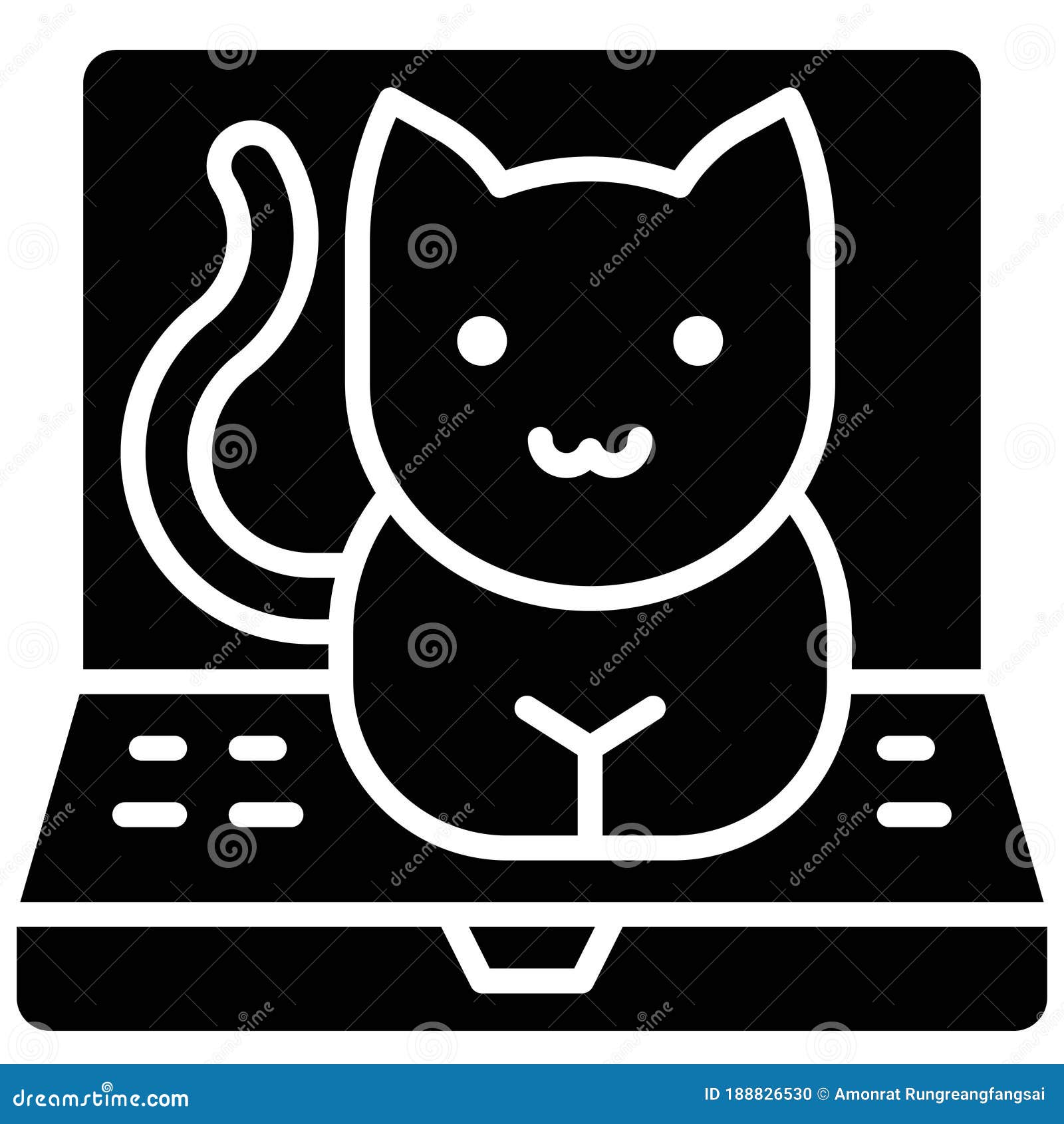 Cat on Laptop, Telecommuting or Remote Work Icon Stock Vector ...