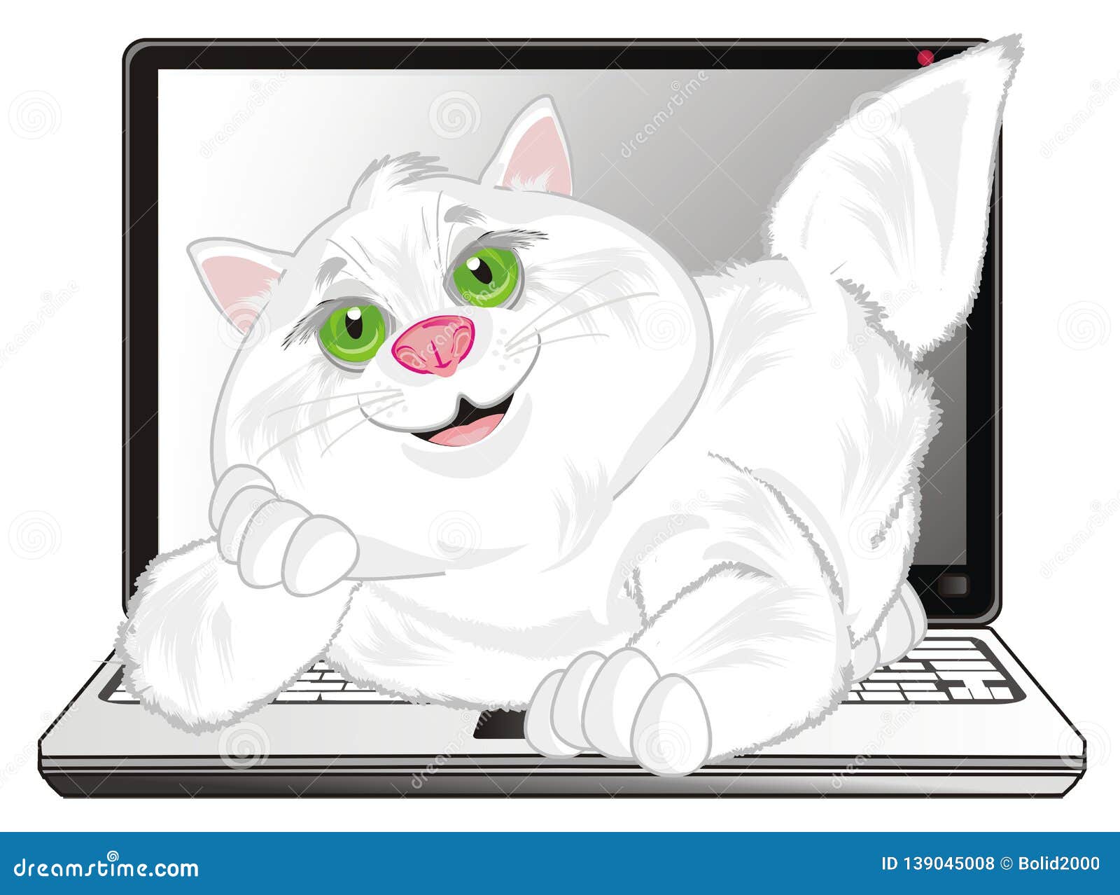 Cat and laptop stock illustration. Illustration of lying - 139045008