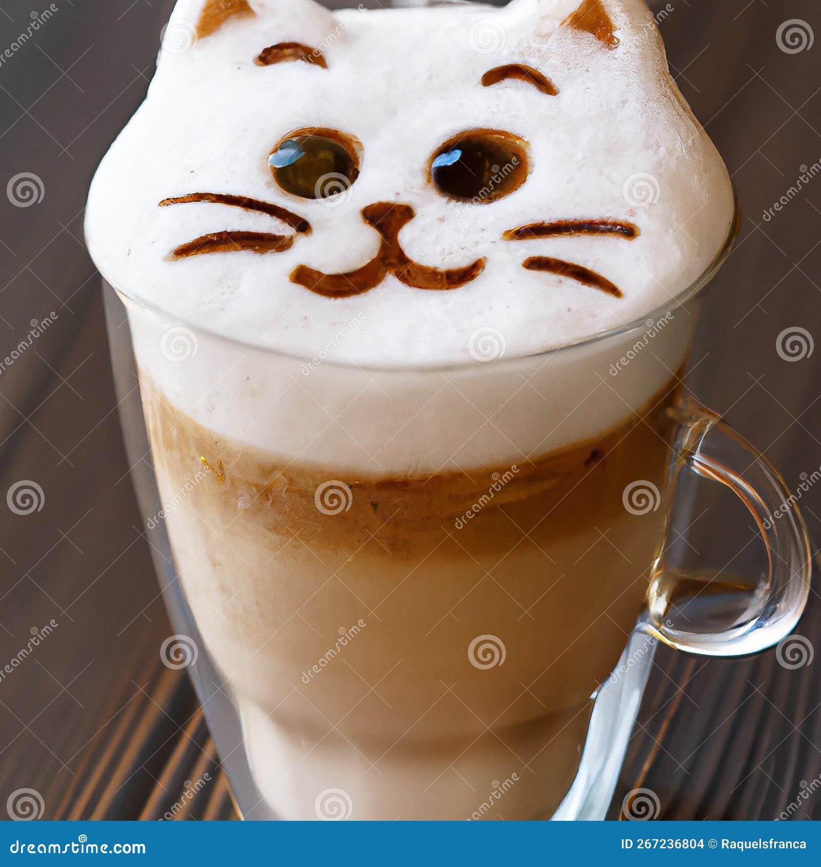 Cat latte art stock illustration. Illustration of aroma - 267236804