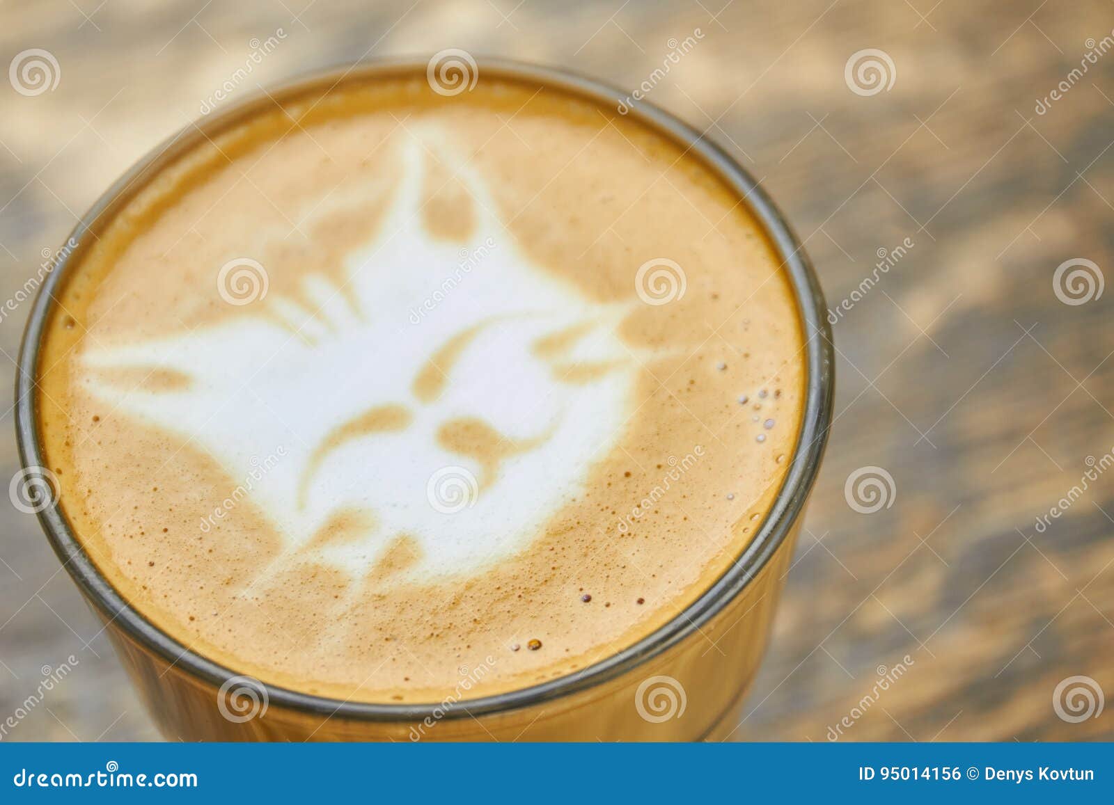 Cat latte art close up. stock photo. Image of aroma, animal - 95014156