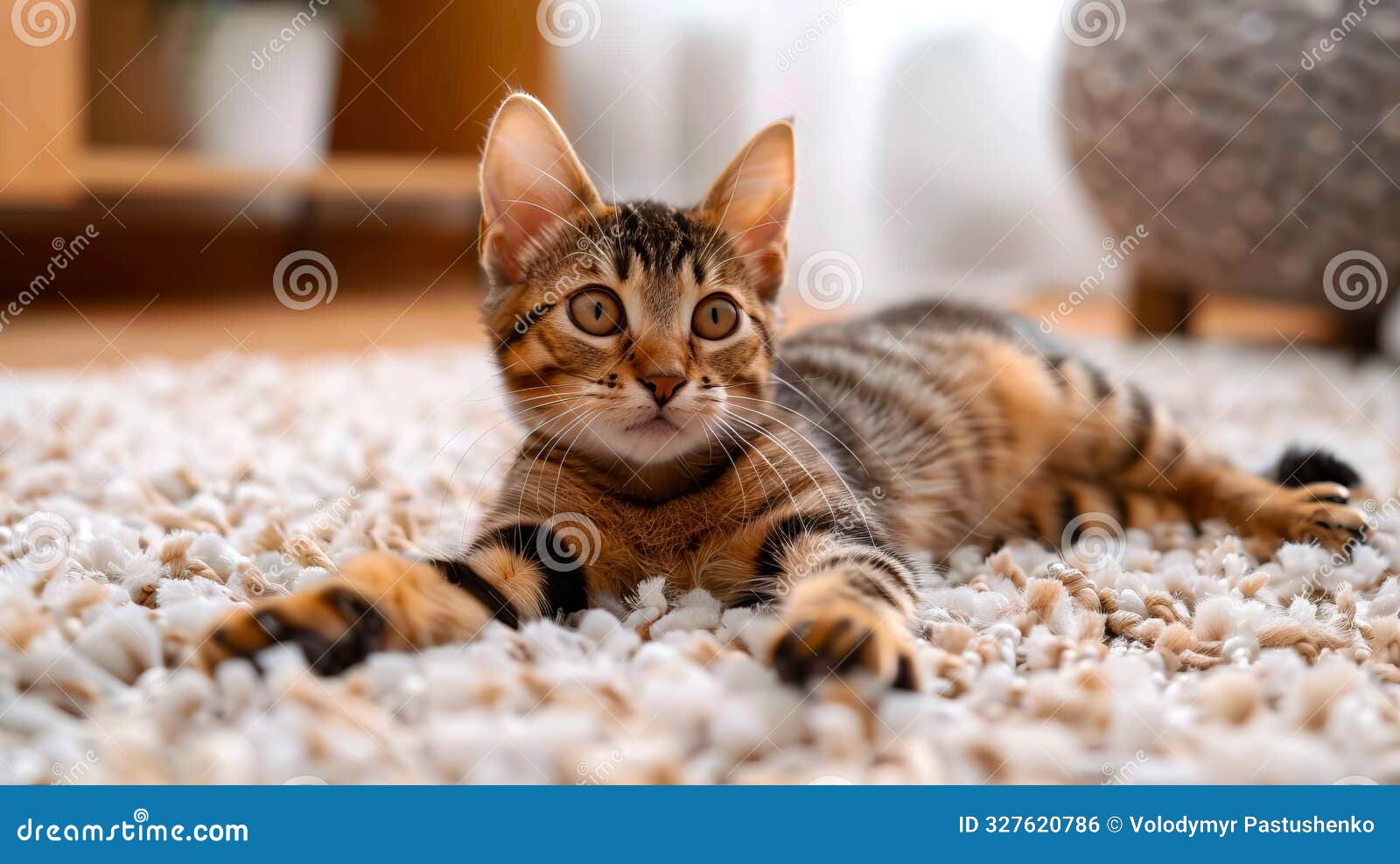 A Cat Laying on the Carpet Looking at the Camera Stock Photo - Image of ...