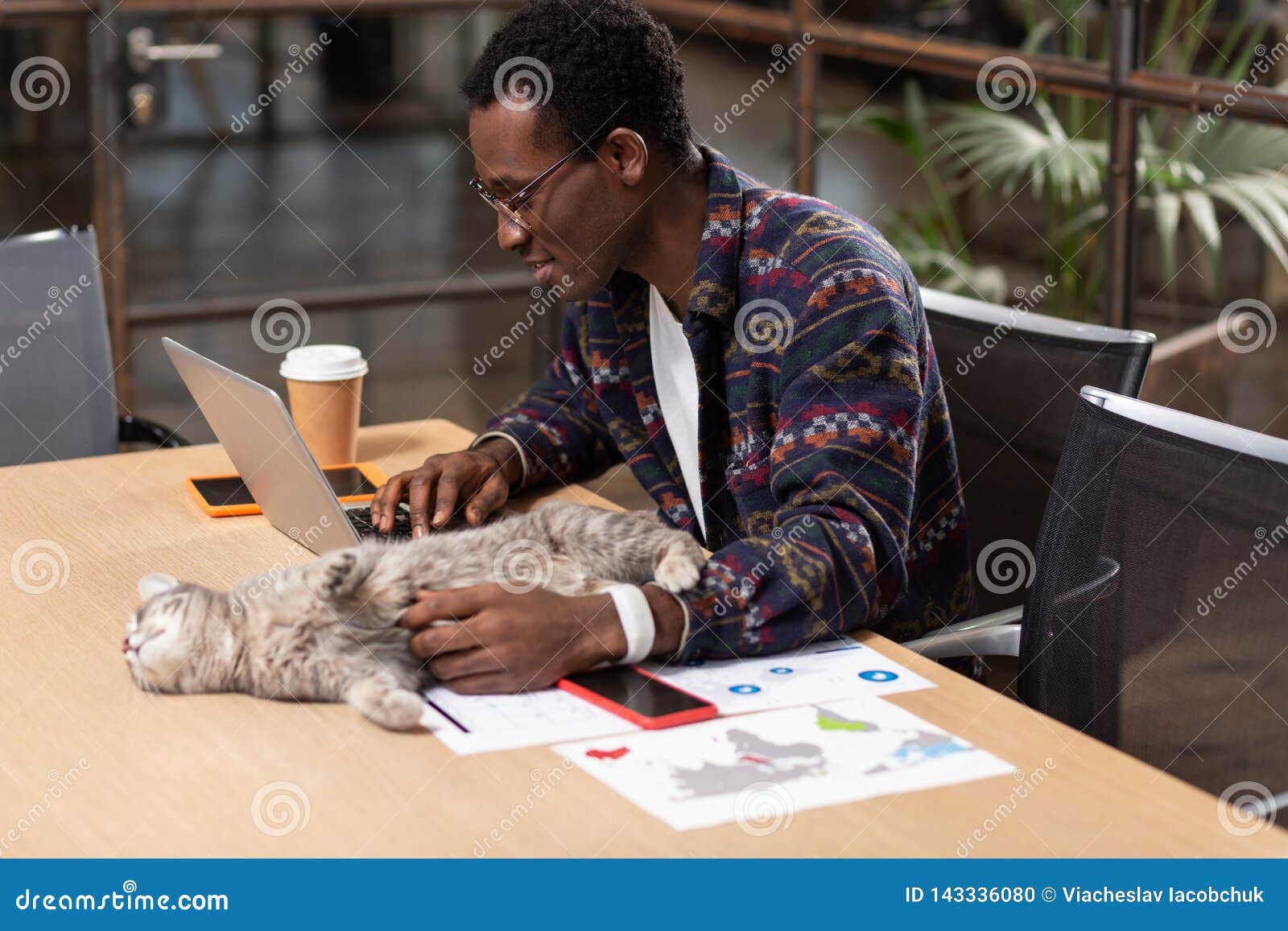 Cat Laying on the Owners Computer Table Stock Photo - Image of ...