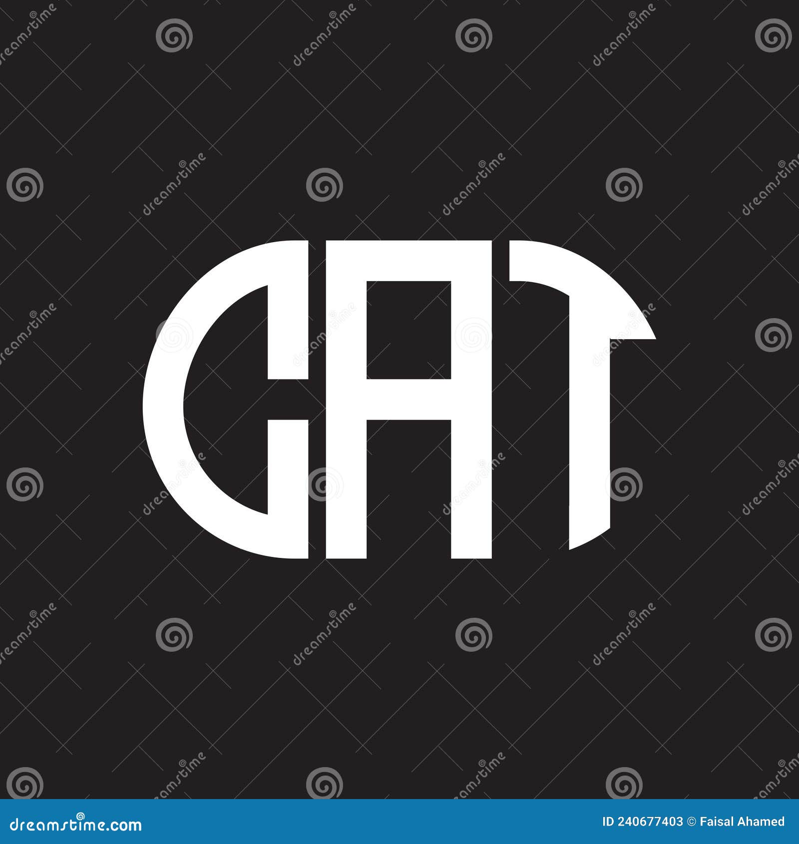 CAT Letter Logo Design on Black Background. CAT Creative Initials ...