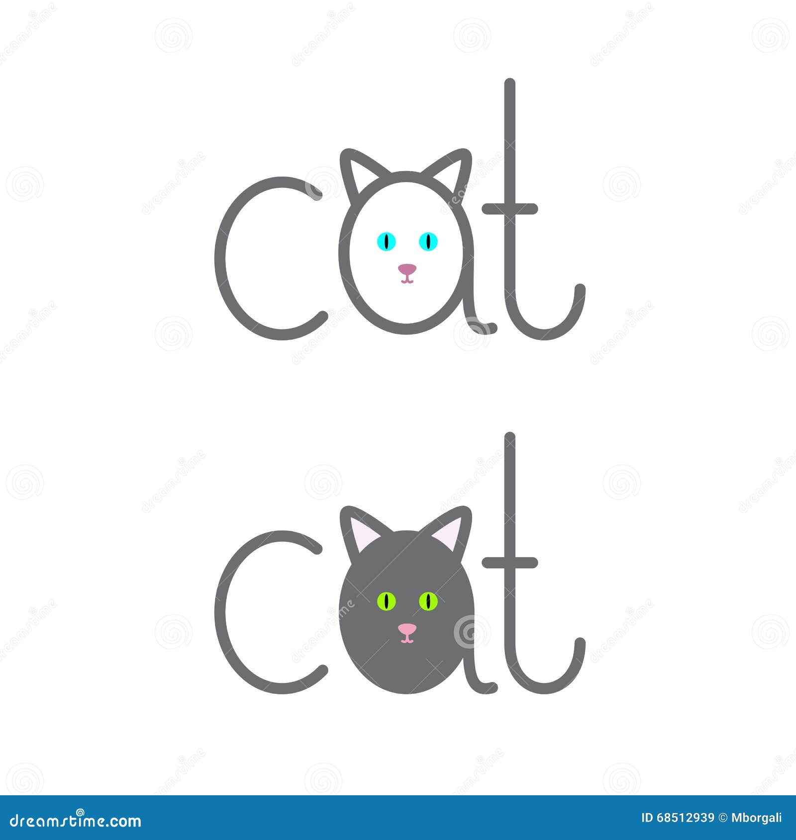 Cat lettering stock vector. Illustration of feline, contour - 68512939