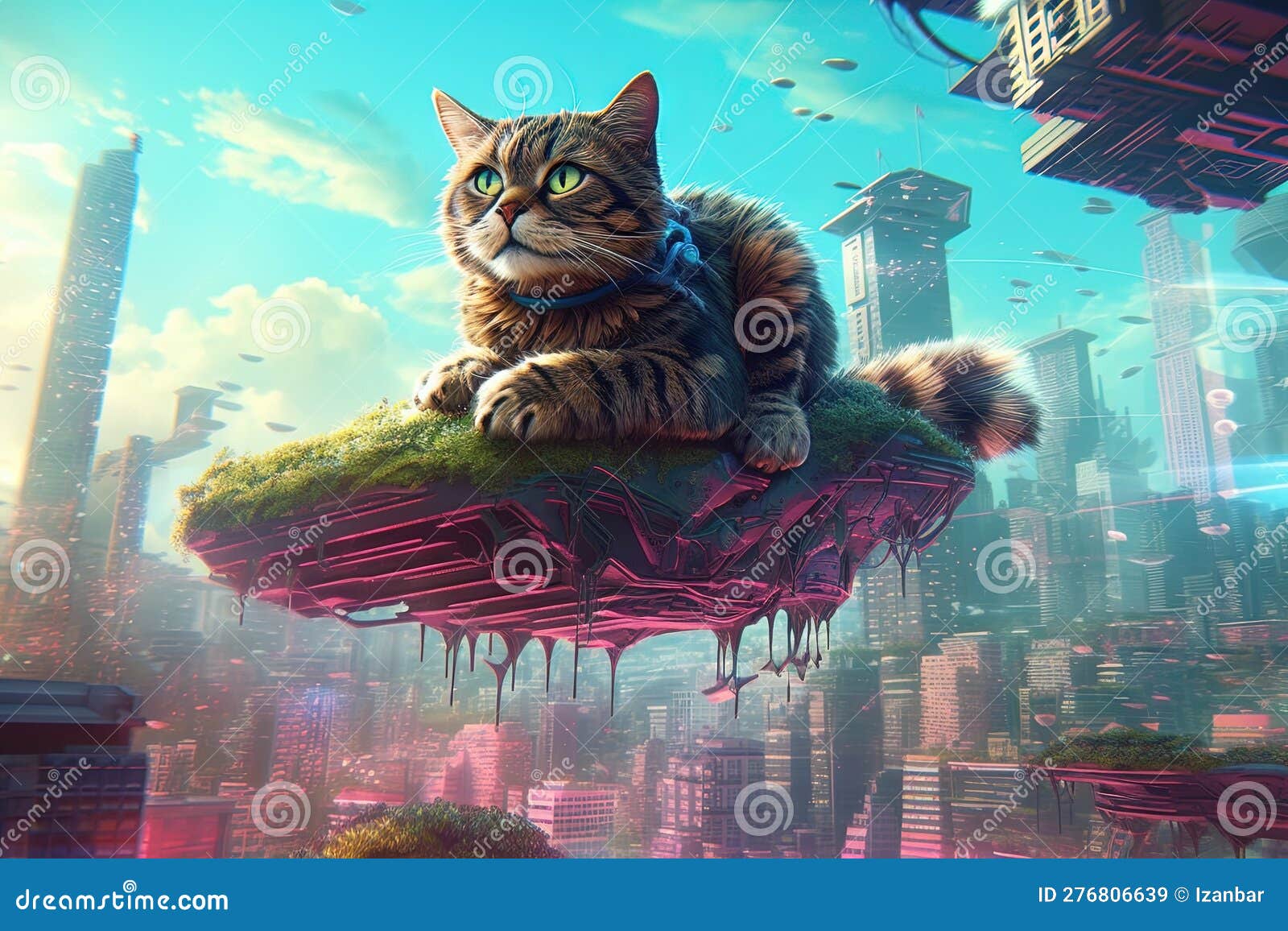Cat Levitating Above the Ground Illustration Generative Ai Stock ...