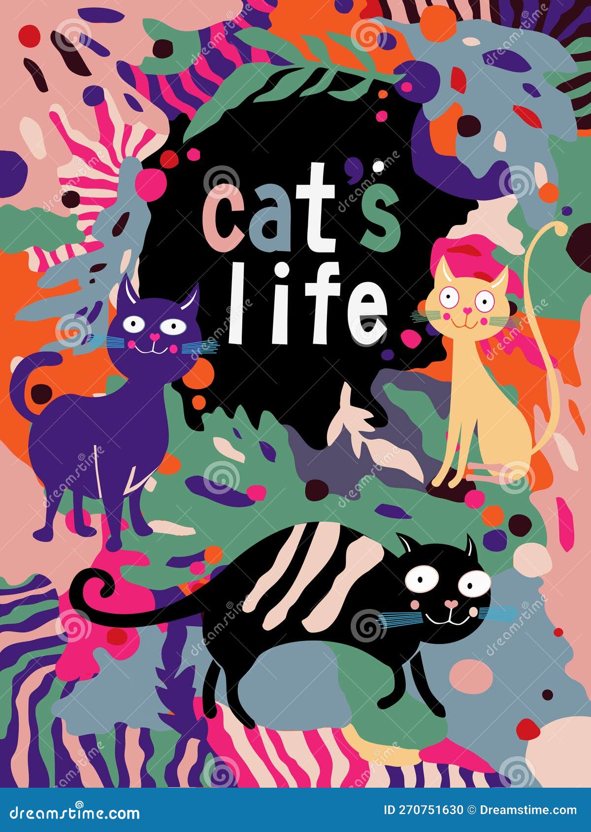 Cat s life poster stock vector. Illustration of suitable - 270751630