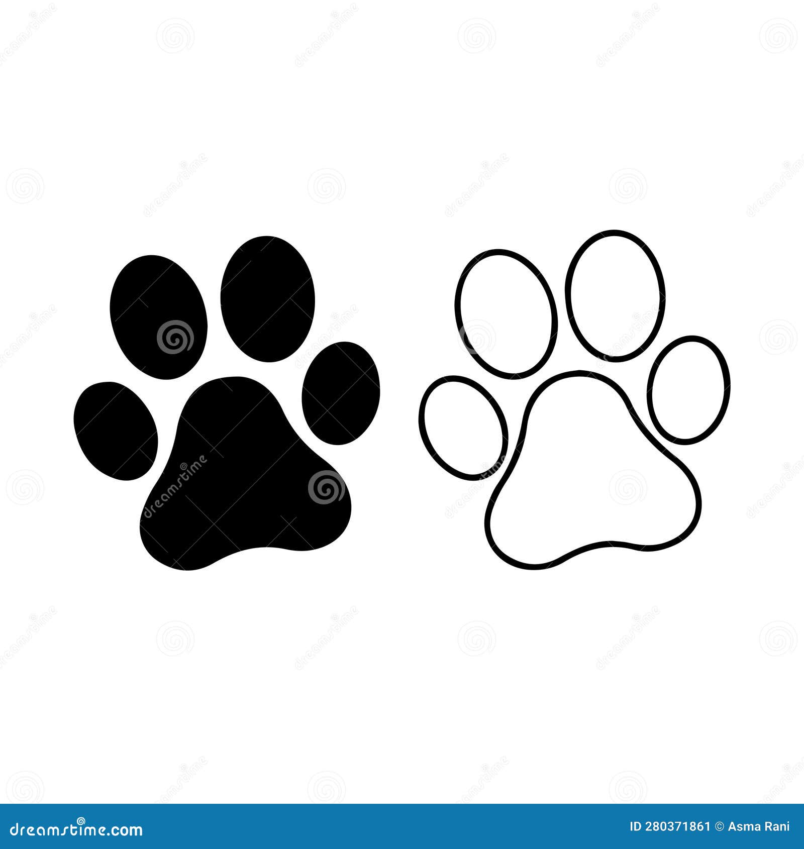Cat Line Art Paw Print Vector Illustrations Stock Vector - Illustration ...