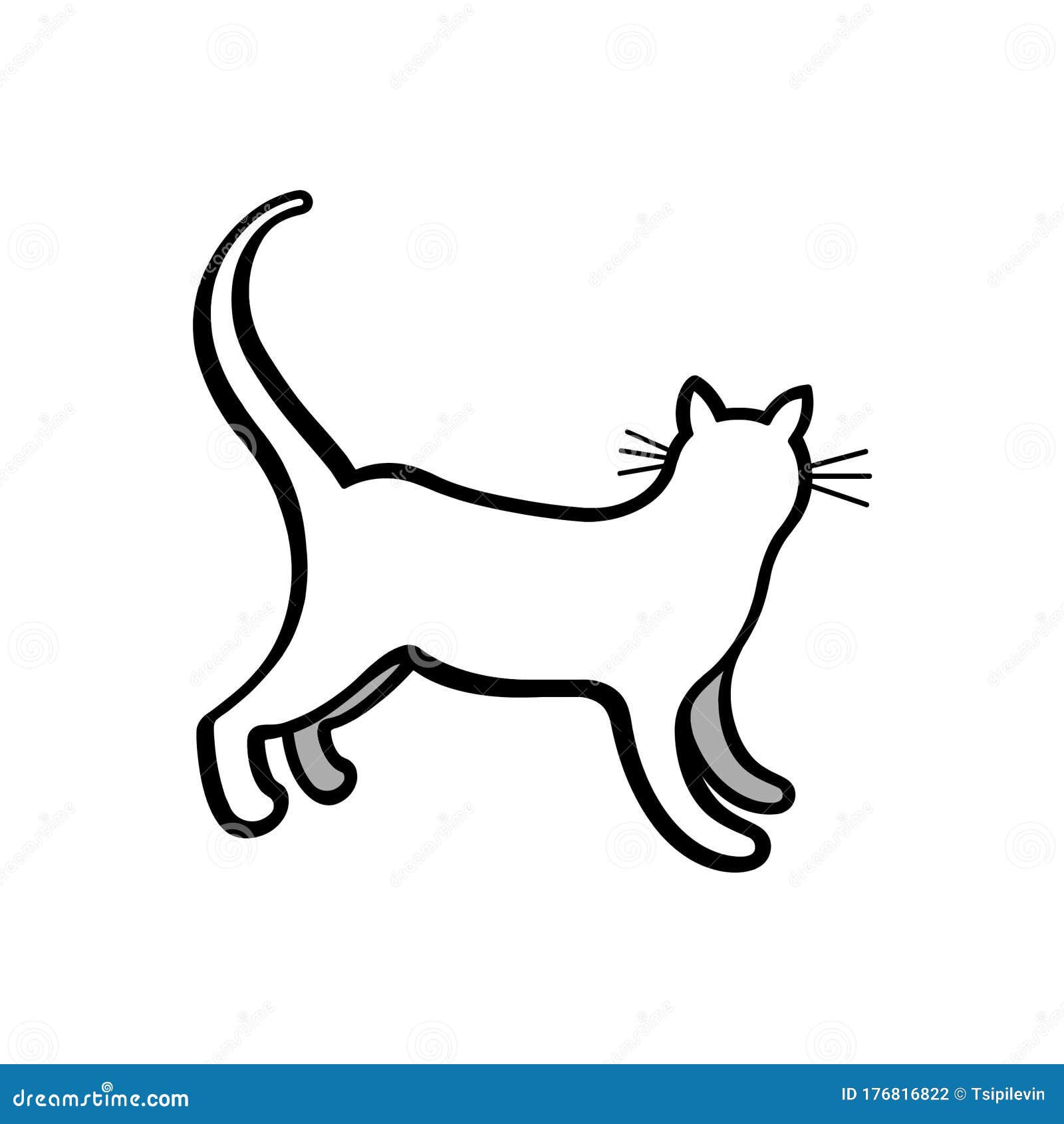 Cat Outline Illustration on White Background Stock Illustration ...