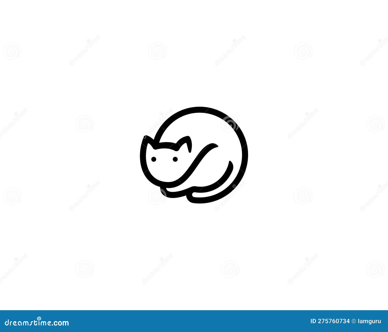 Cat Line Logotype. Cute Fat Kitty. Cat Icon in Negative Space. Vector ...