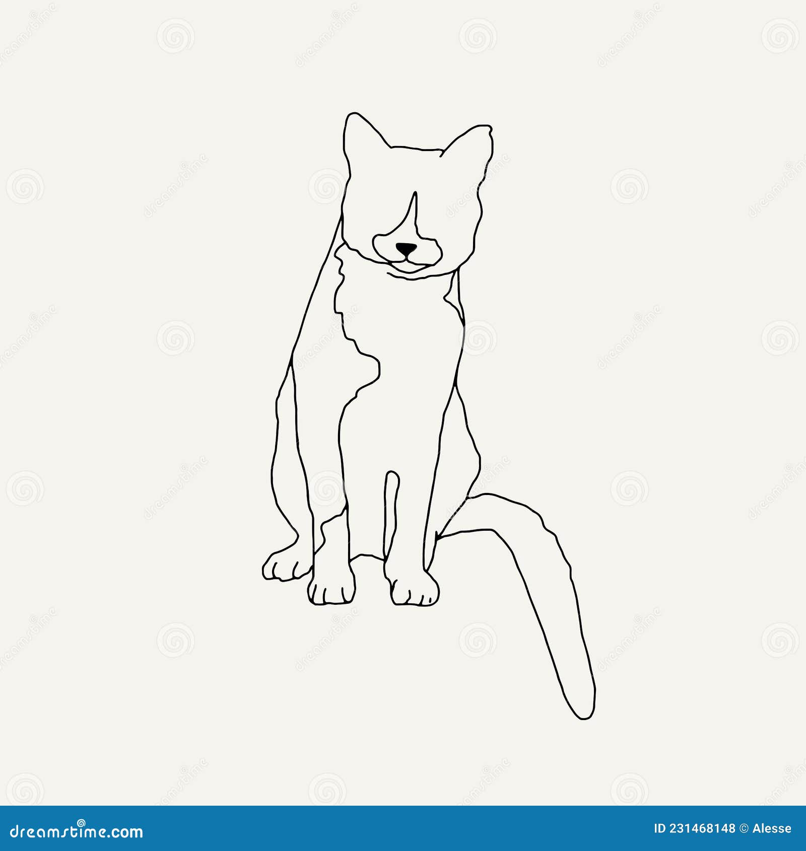 Cat Line Vector Illustration Stock Vector - Illustration of domestic ...