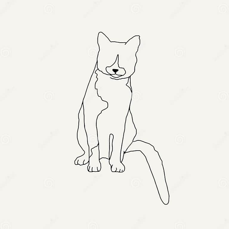Cat Line Vector Illustration Stock Vector - Illustration of domestic ...