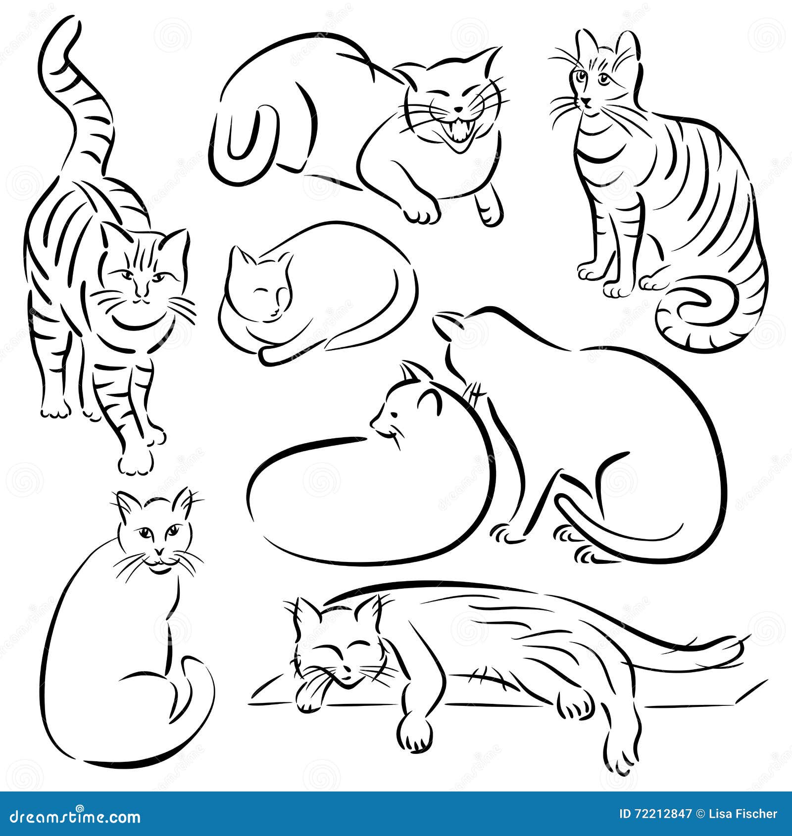Cat Line Designs-Set 1 stock vector. Illustration of outlines - 72212847