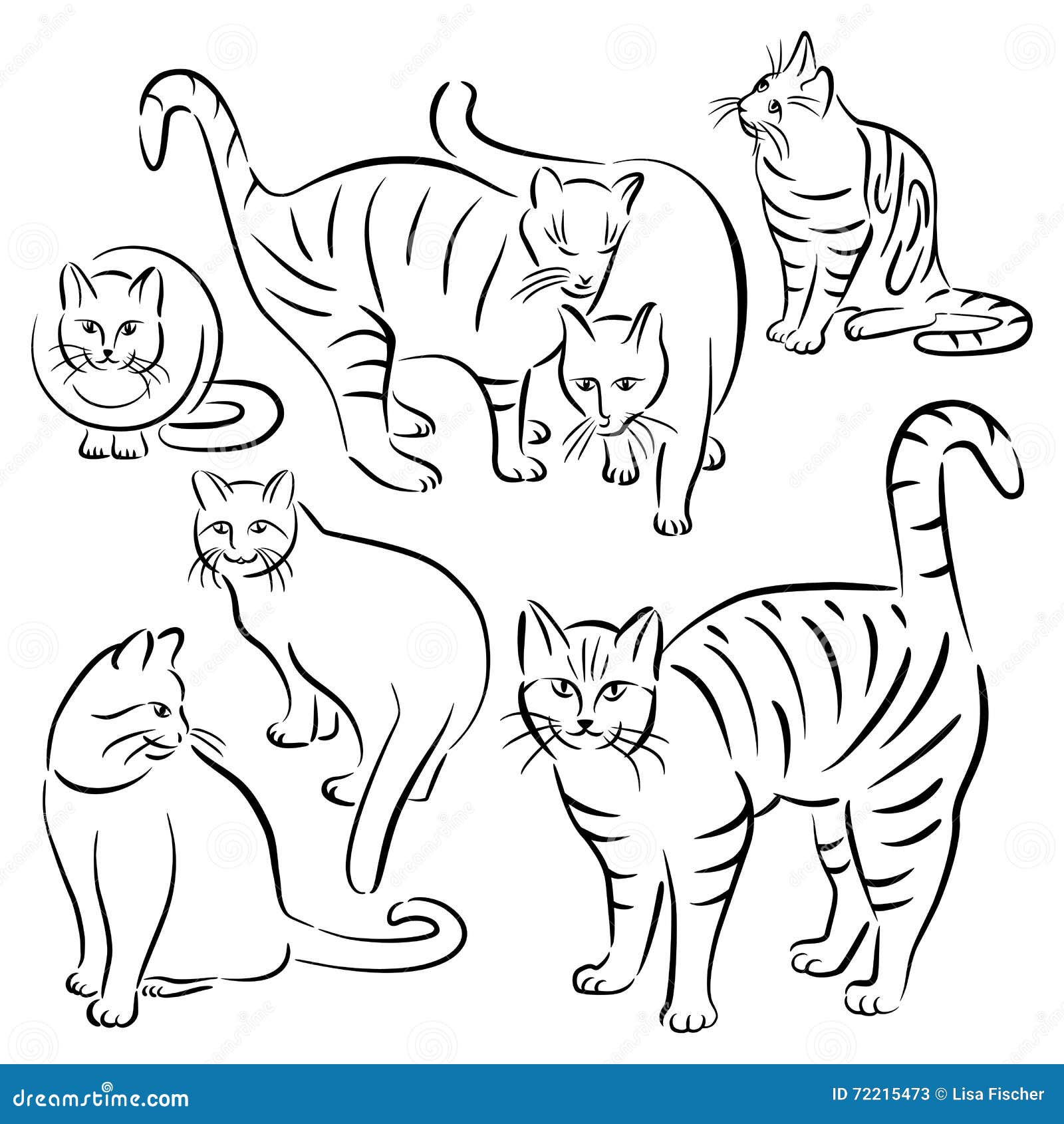 Cat Line Designs_Set 2 stock vector. Illustration of posing - 72215473