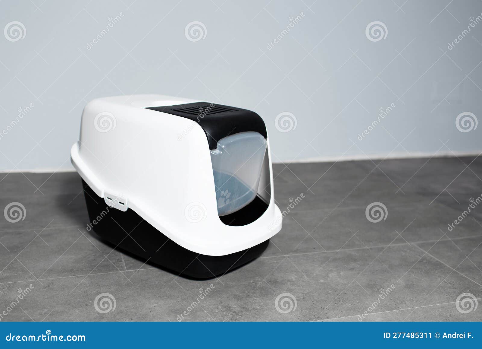 Cat Litter Box of Black and White Colours. Stock Image - Image of tabby ...