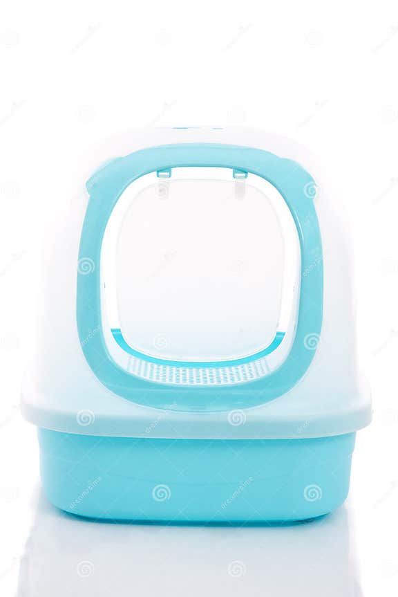 Cat Litter Box on White Background Stock Image - Image of toilet ...