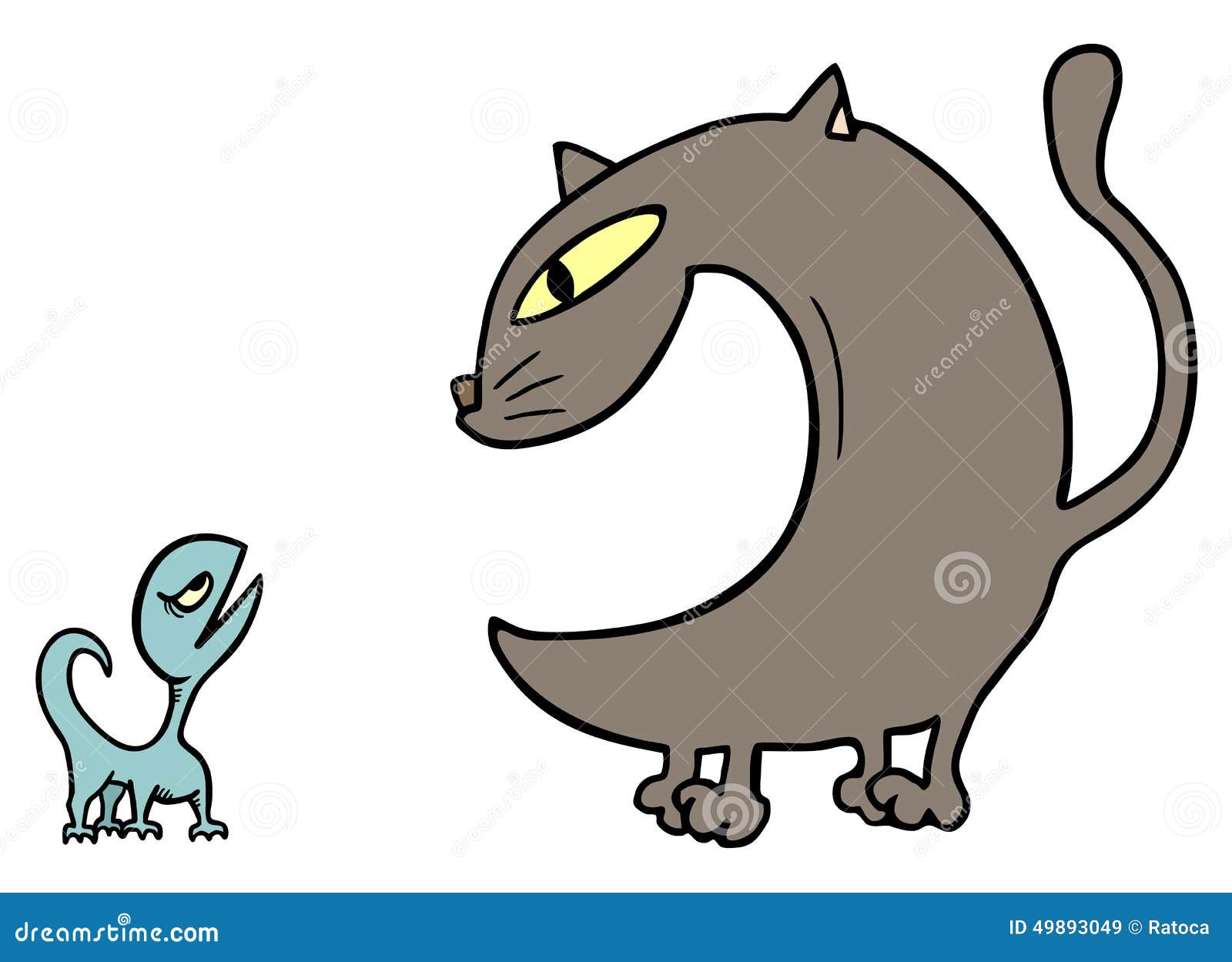 Cat and lizard stock vector. Illustration of lizard, drawing - 49893049