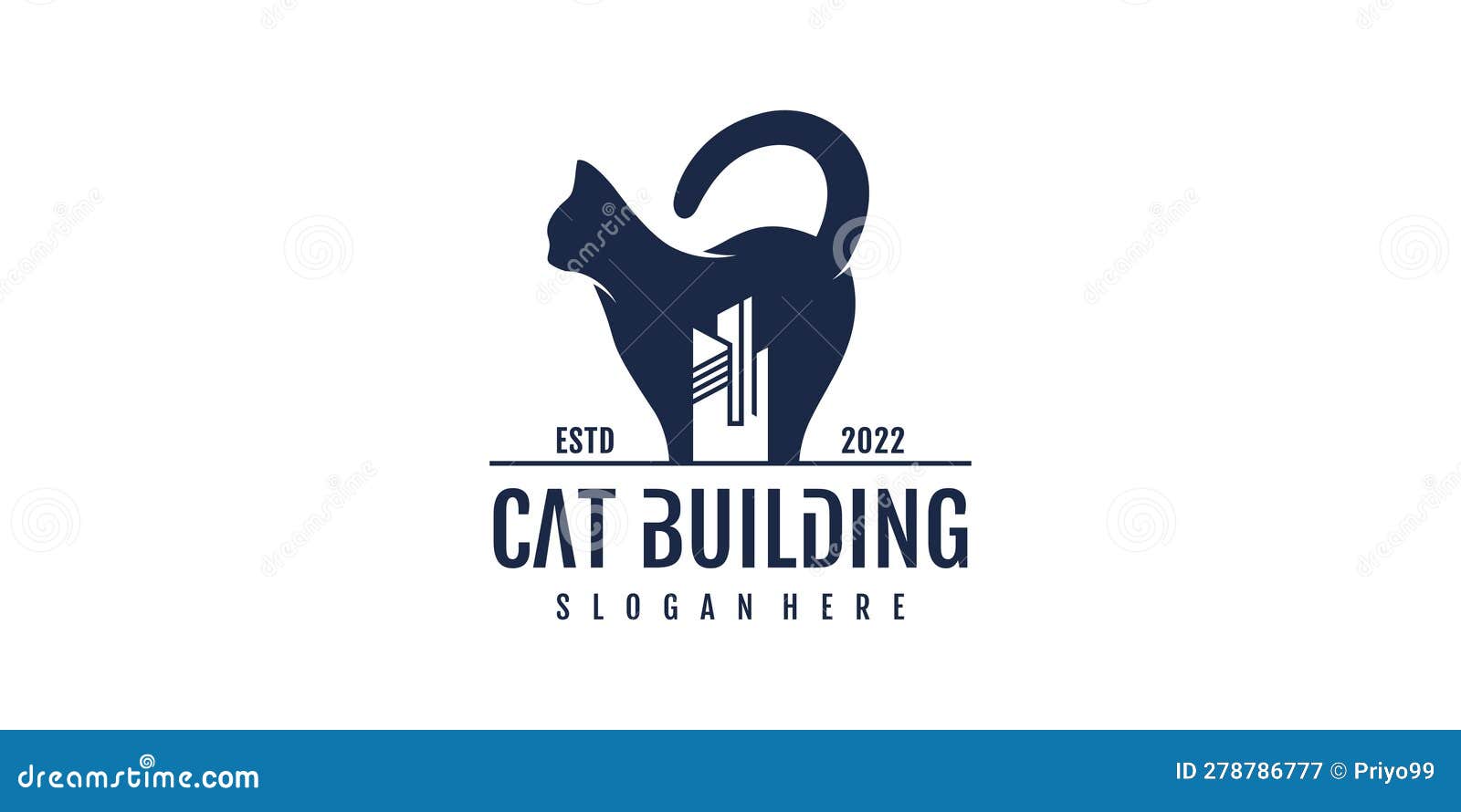 Cat Logo Design with Building Concept Premium Vector Stock Vector ...