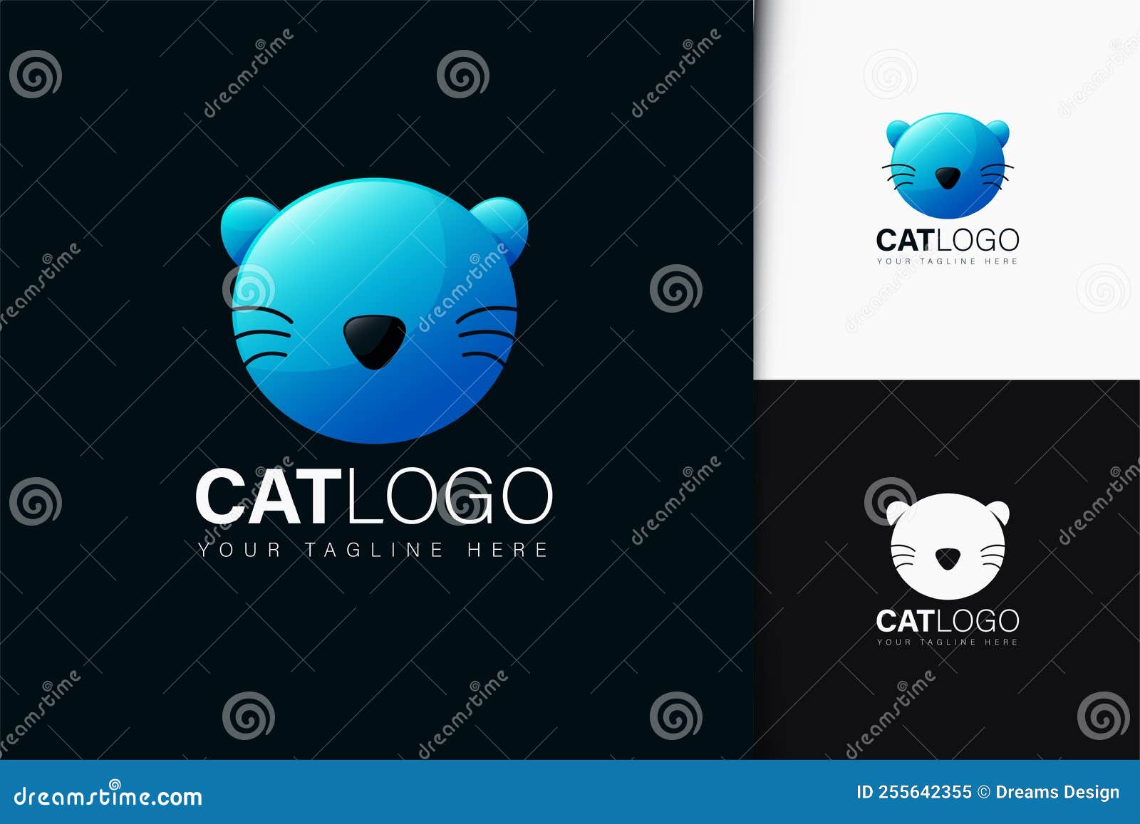 Cat Logo Design with Gradient Stock Vector - Illustration of graphic, head: 255642355