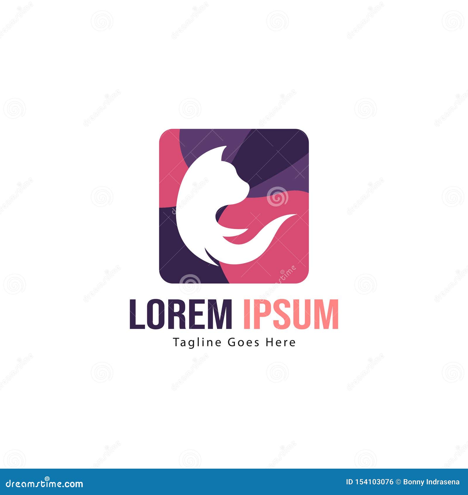 Cat Logo Template Design. Cat Logo with Modern Frame Isolated on White ...