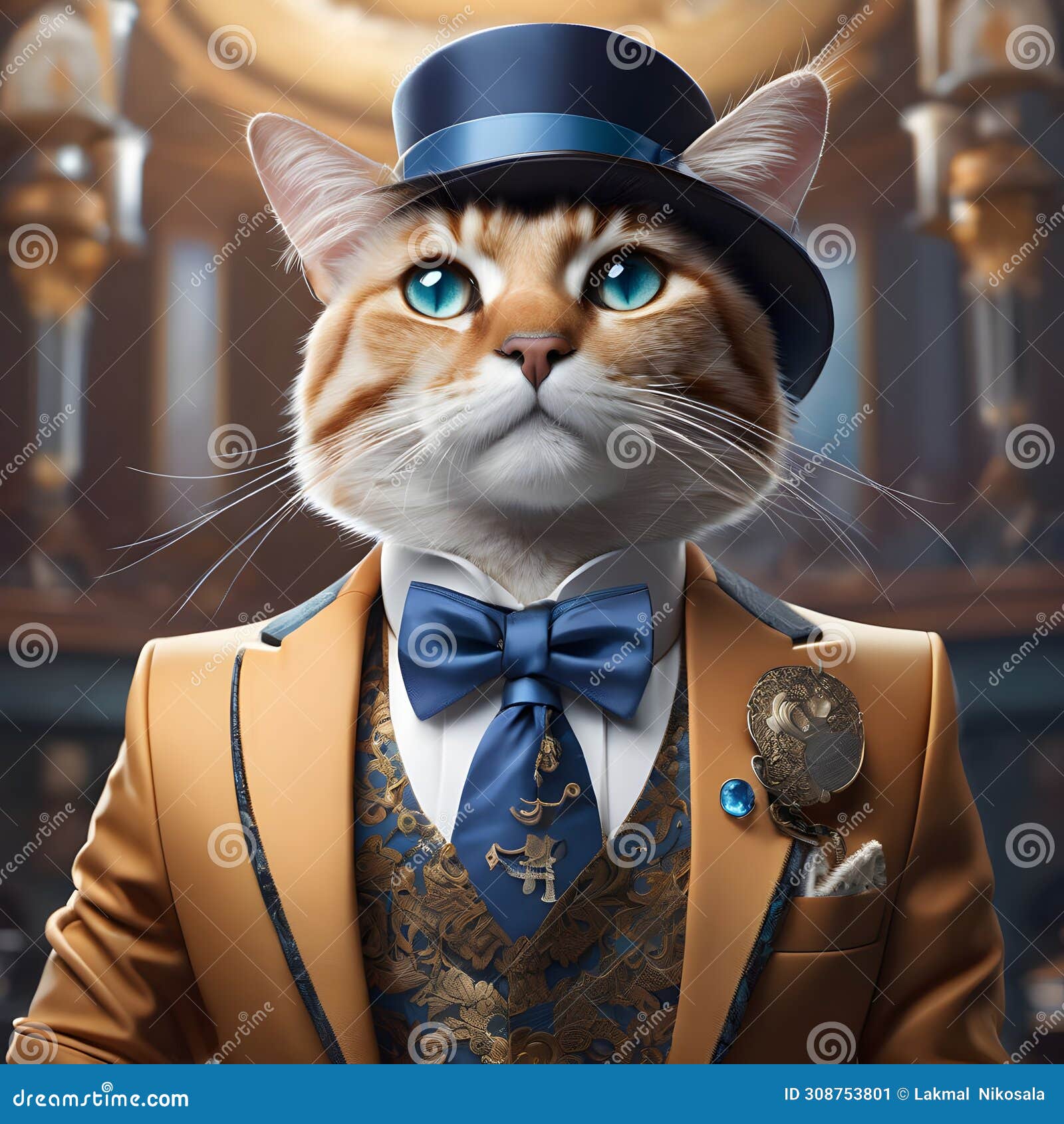 A Boss Cat with Luxury Background. Stock Illustration - Illustration of ...